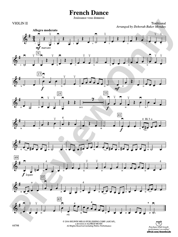 French Dance: 2nd Violin: 2nd Violin Part - Digital Sheet Music Download