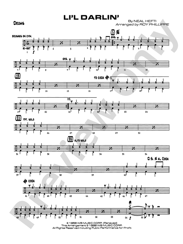Li'l Darlin': Drums: Drums Part - Digital Sheet Music Download