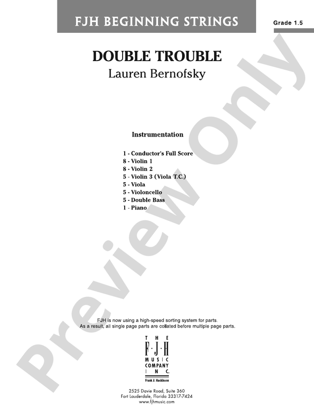 Double Trouble: String Orchestra Conductor Score & Parts: Lauren Bernofsky - Digital Sheet Music ...