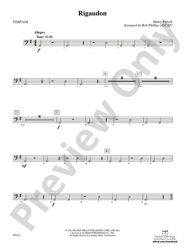 Rigaudon: Timpani: Timpani Part - Digital Sheet Music Download