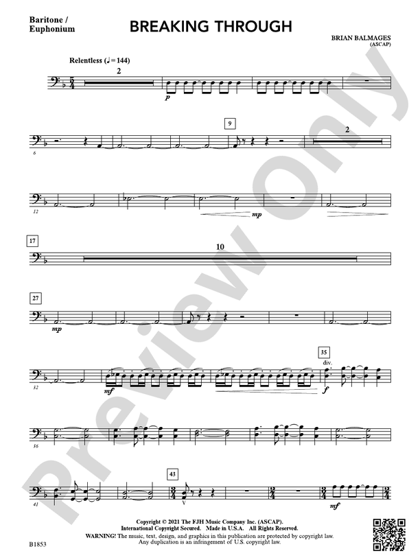 Breaking Through: Baritone / Euphonium: Baritone / Euphonium Part: Brian Balmages - Digital ...