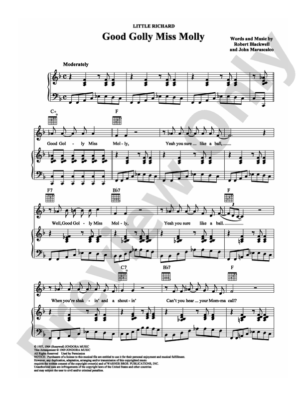 Good Golly Miss Molly: Piano/Vocal/Chords: The Beatles - Digital Sheet ...