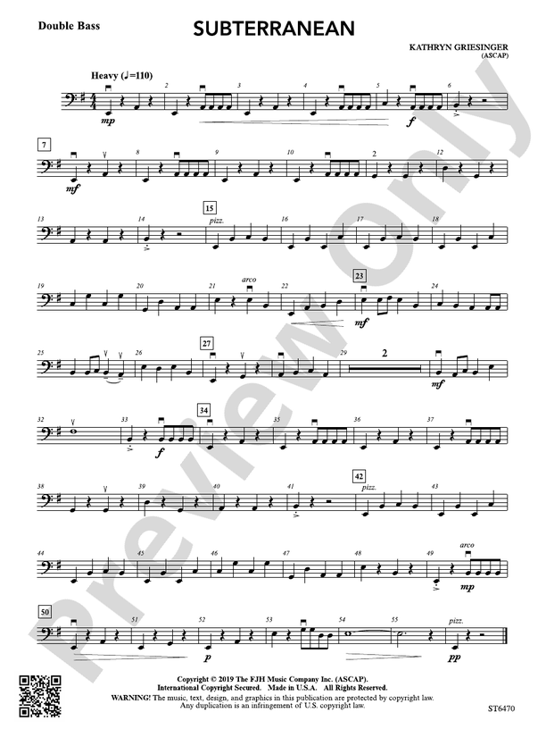 Subterranean: Double Bass: Double Bass Part: Kathryn Griesinger ...