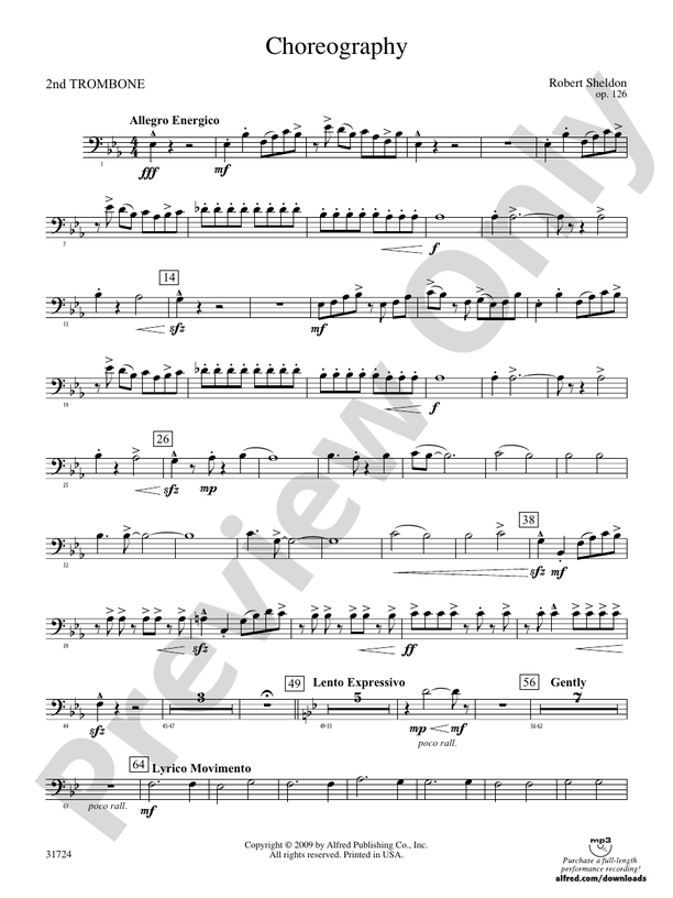 Choreography: 2nd Trombone: 2nd Trombone Part - Digital Sheet Music Download