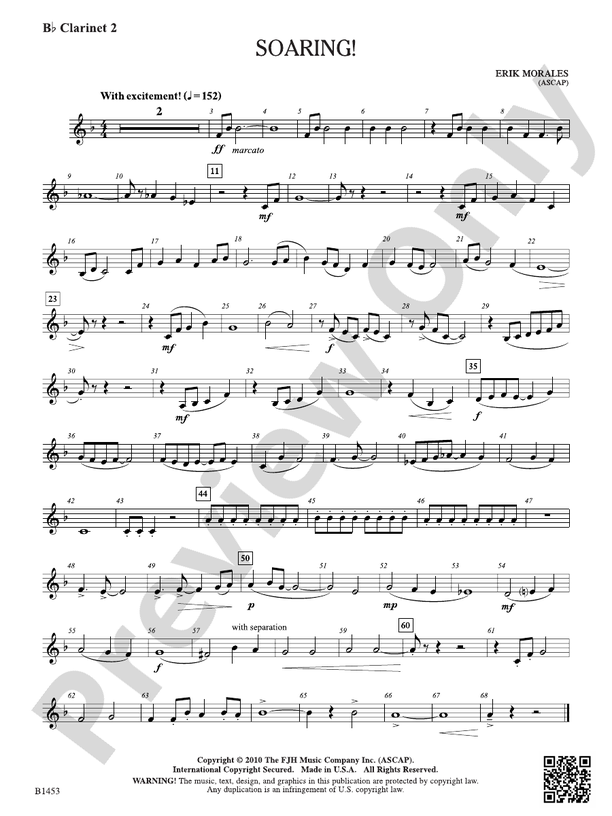 Soaring!: B-flat Clarinet 2: B-flat Clarinet 2 Part: Erik Morales ...