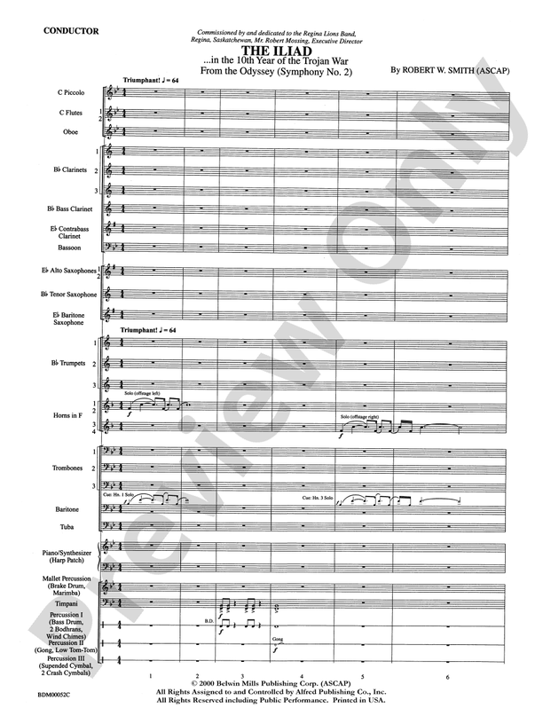 The Iliad (from The Odyssey (Symphony No. 2)): Score: Concert Band ...