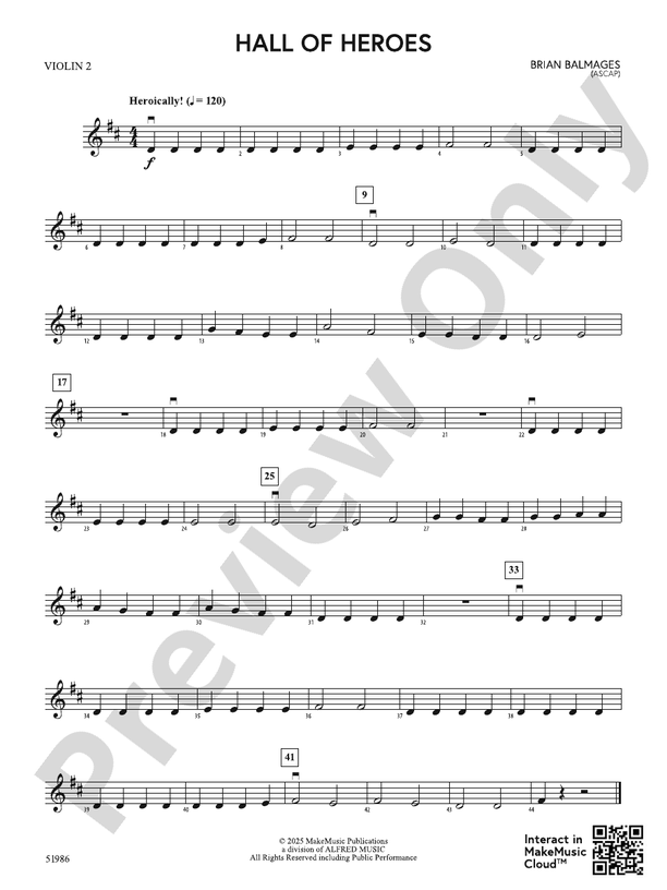 Hall of Heroes: 2nd Violin: 2nd Violin Part - Digital Sheet Music Download