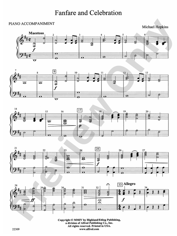 Fanfare and Celebration: Piano Accompaniment: Piano Accompaniment Part ...
