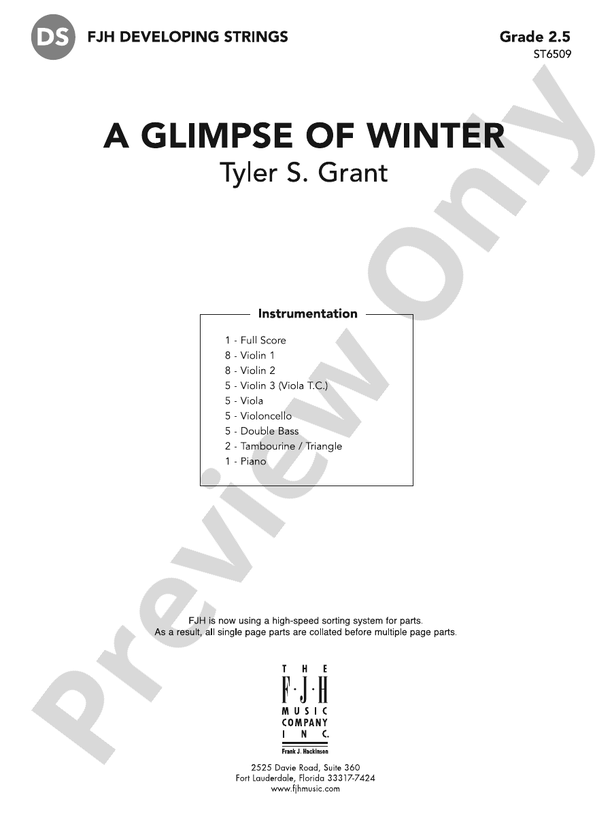 A Glimpse of Winter: String Orchestra Conductor Score & Parts: Tyler S. Grant - Digital Sheet ...