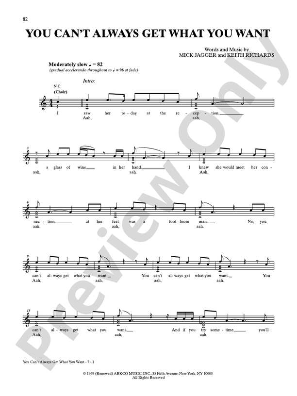 You Can't Always Get What You Want: Guitar: The Rolling Stones - Digital Sheet Music Download