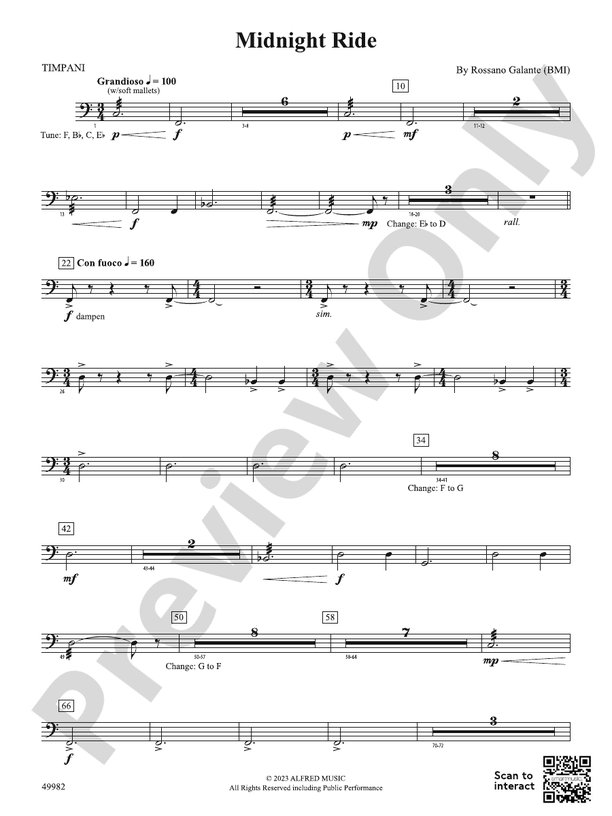 Midnight Ride: Timpani: Timpani Part - Digital Sheet Music Download