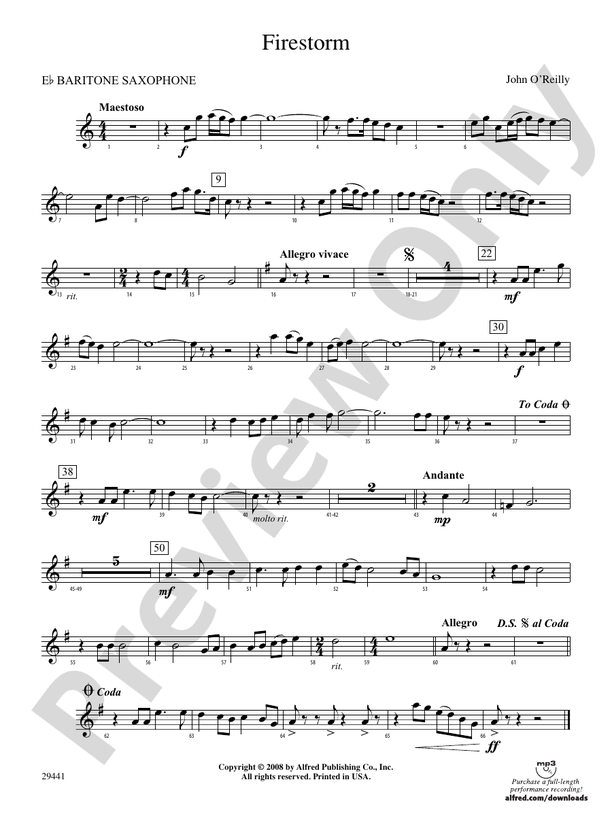 Firestorm: E-flat Baritone Saxophone: E-flat Baritone Saxophone Part - Digital Sheet Music Download