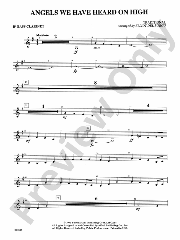 Angels We Have Heard on High: B-flat Bass Clarinet: B-flat Bass ...
