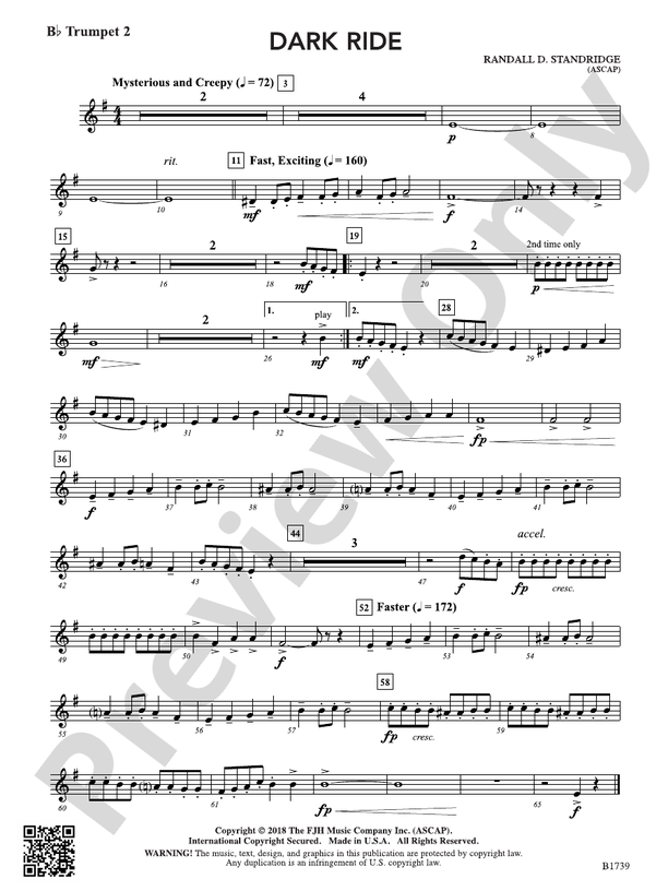 Dark Ride: B-flat Trumpet 2: B-flat Trumpet 2 Part: Randall D ...