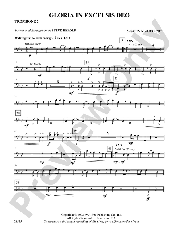 Gloria in Excelsis Deo: 2nd Trombone: 2nd Trombone Part - Digital Sheet Music Download
