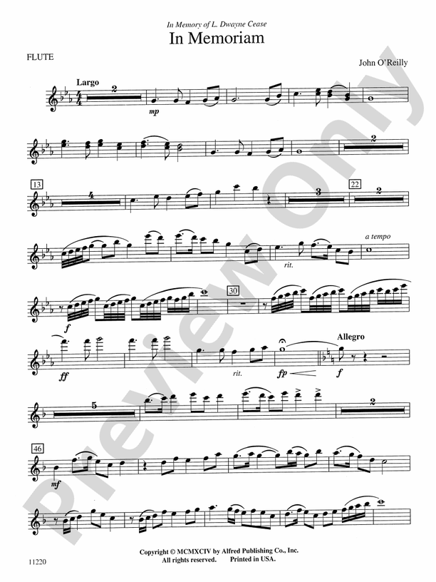 In Memoriam: Flute: Flute Part - Digital Sheet Music Download