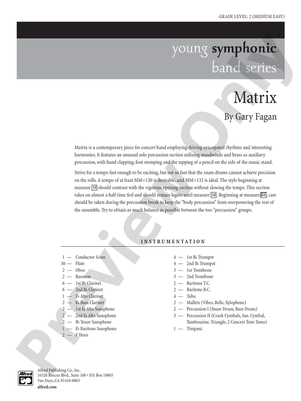 Matrix: Score: Concert Band Score - Digital Sheet Music Download