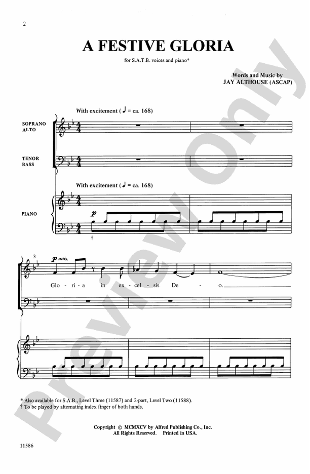 A Festive Gloria: SATB Choral Octavo: Jay Althouse - Digital Sheet ...