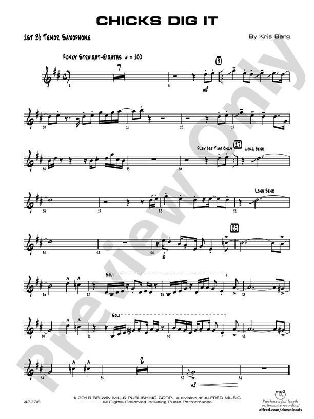 Chicks Dig It: B-flat Tenor Saxophone: B-flat Tenor Saxophone Part ...