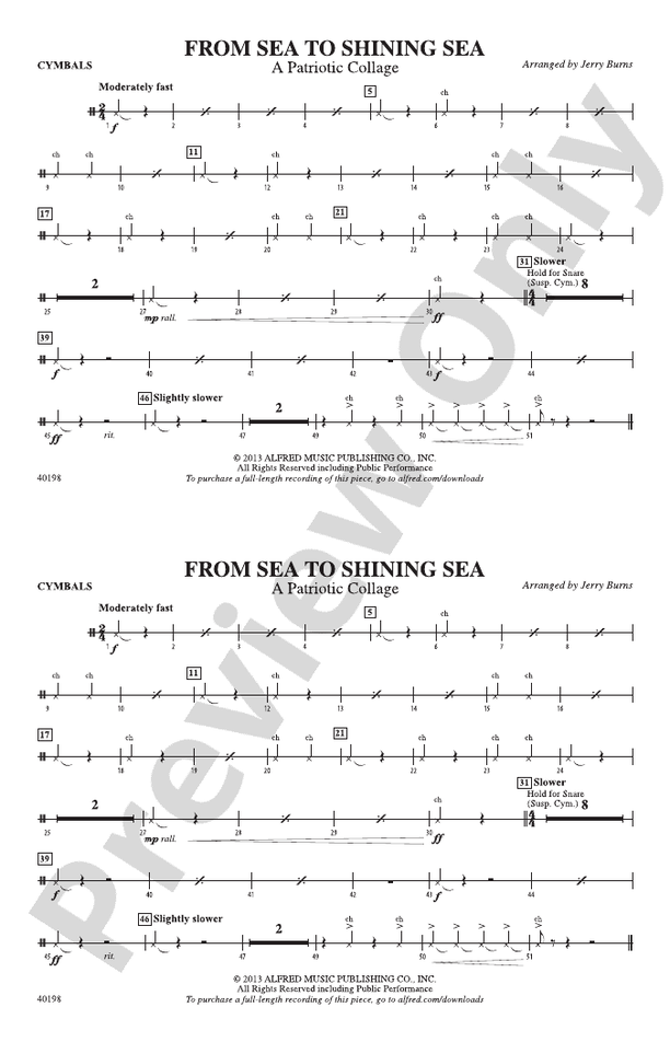 From Sea to Shining Sea: Cymbals: Cymbals Part - Digital Sheet Music ...