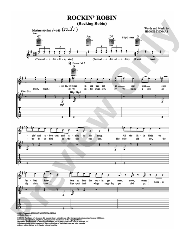 Rockin' Robin: Easy Guitar: Bobby Day - Digital Sheet Music Download