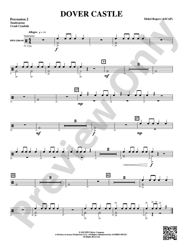 Dover Castle: 2nd Percussion: 2nd Percussion Part: Mekel Rogers ...