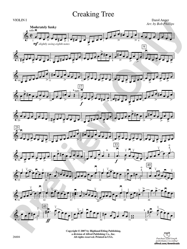 Creaking Tree: 1st Violin: 1st Violin Part - Digital Sheet Music Download