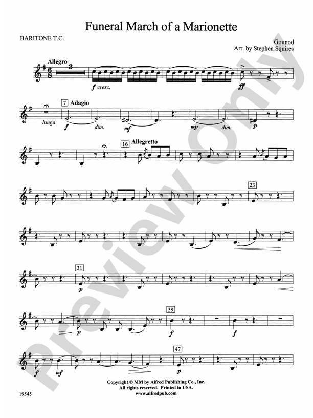 Funeral March of a Marionette: Baritone T.C.: Baritone T.C. Part ...