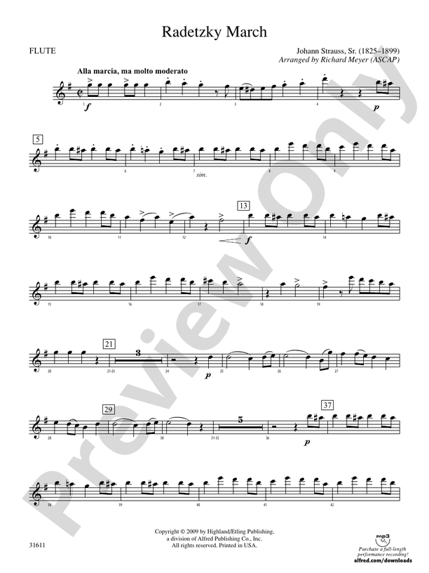 Radetzky March: Flute: Flute Part - Digital Sheet Music Download