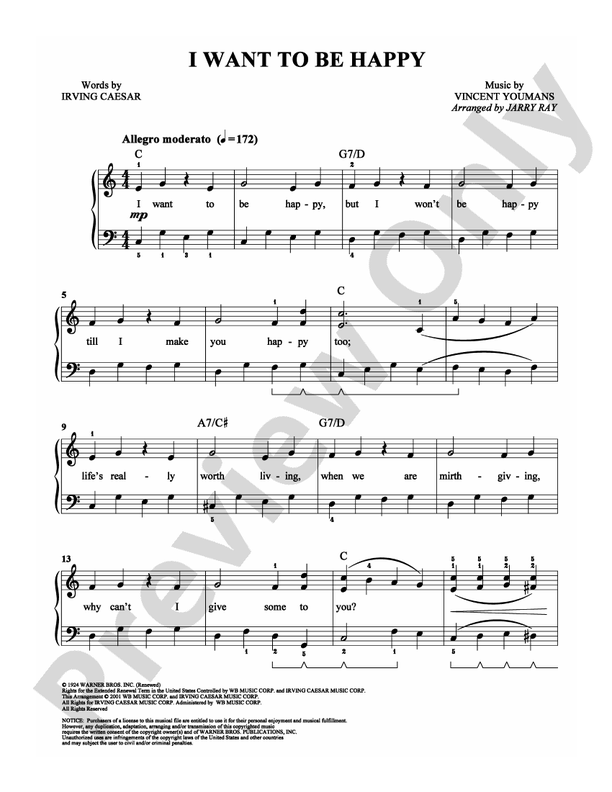 I Want to Be Happy: Easy Piano: Vincent Youmans - Digital Sheet Music ...