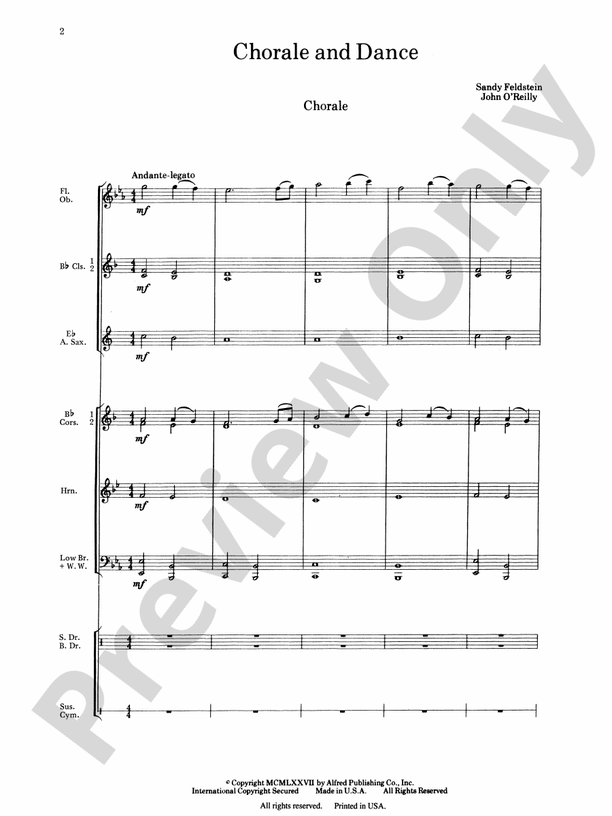 Chorale and Dance: Concert Band Conductor Score & Parts: Sandy ...