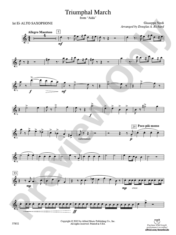 Triumphal March (from Aida): E-flat Alto Saxophone: E-flat Alto ...