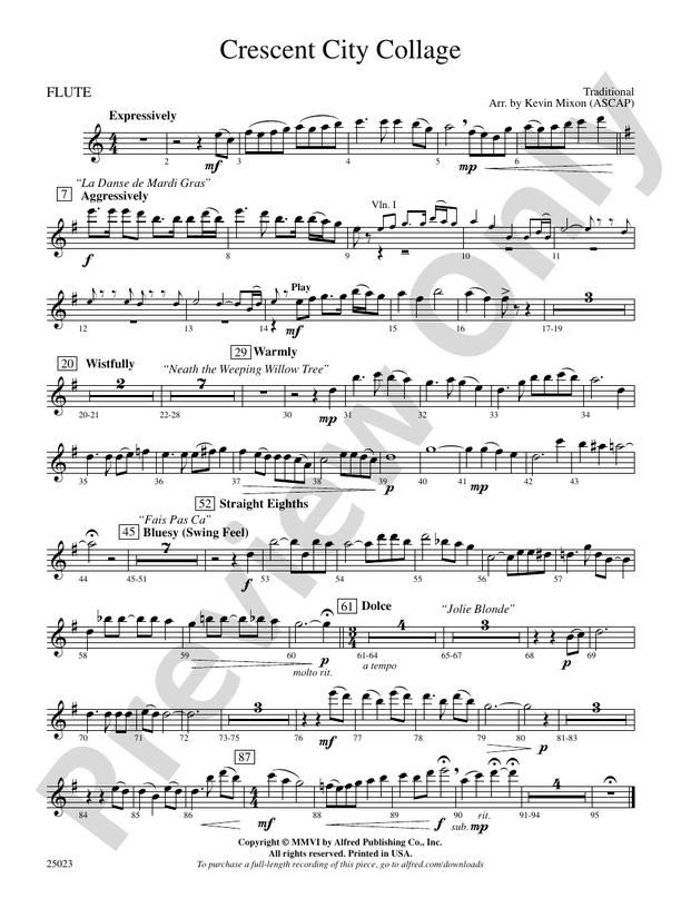 Crescent City Collage: Flute: Flute Part - Digital Sheet Music Download