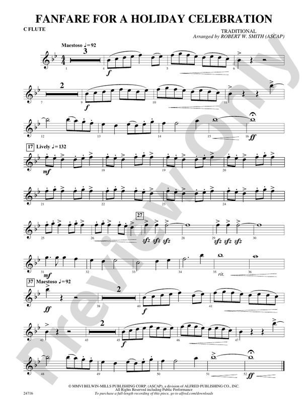 Fanfare for a Holiday Celebration: Flute: Flute Part - Digital Sheet Music Download