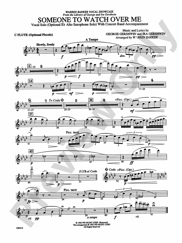 Someone to Watch Over Me: Flute: Flute Part - Digital Sheet Music Download