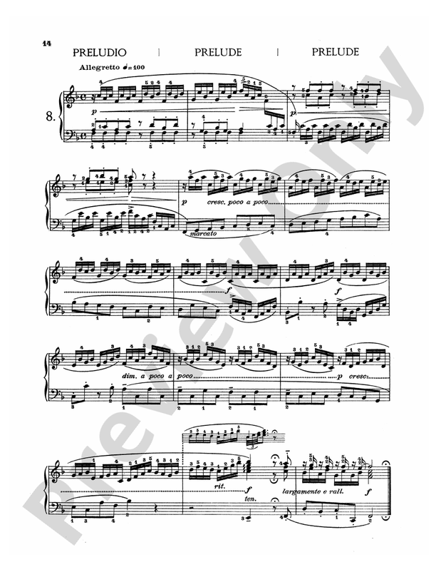 Bach: Twenty Three Easy Pieces (Ed. Mugellini): 8. Prelude in F Major ...
