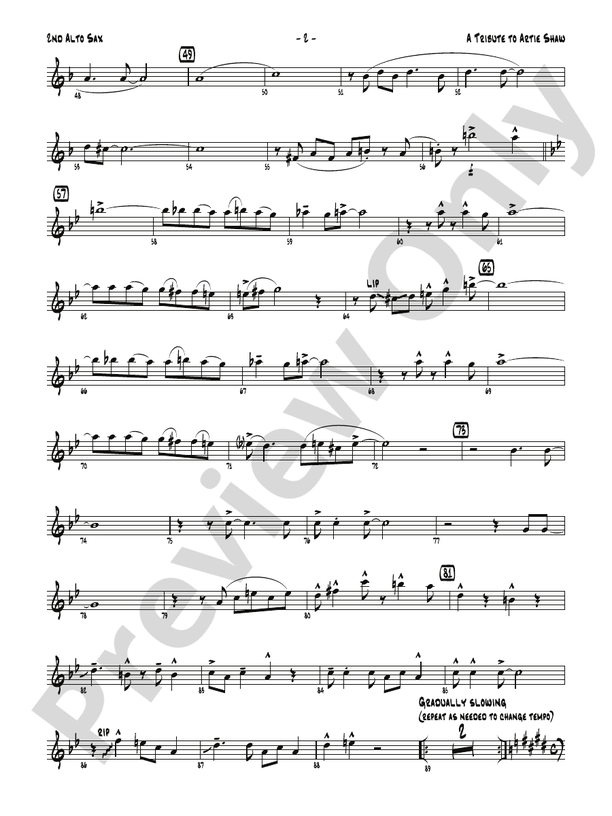 A Tribute to Artie Shaw: 2nd E-flat Alto Saxophone: 2nd E-flat Alto Saxophone Part - Digital ...