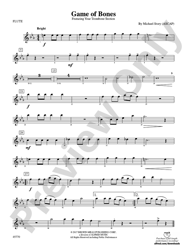 Game of Bones: Flute: Flute Part - Digital Sheet Music Download