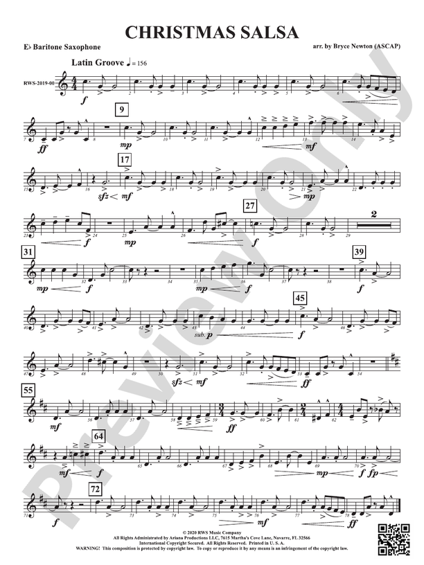 Christmas Salsa: E-flat Baritone Saxophone: E-flat Baritone Saxophone Part - Digital Sheet Music ...