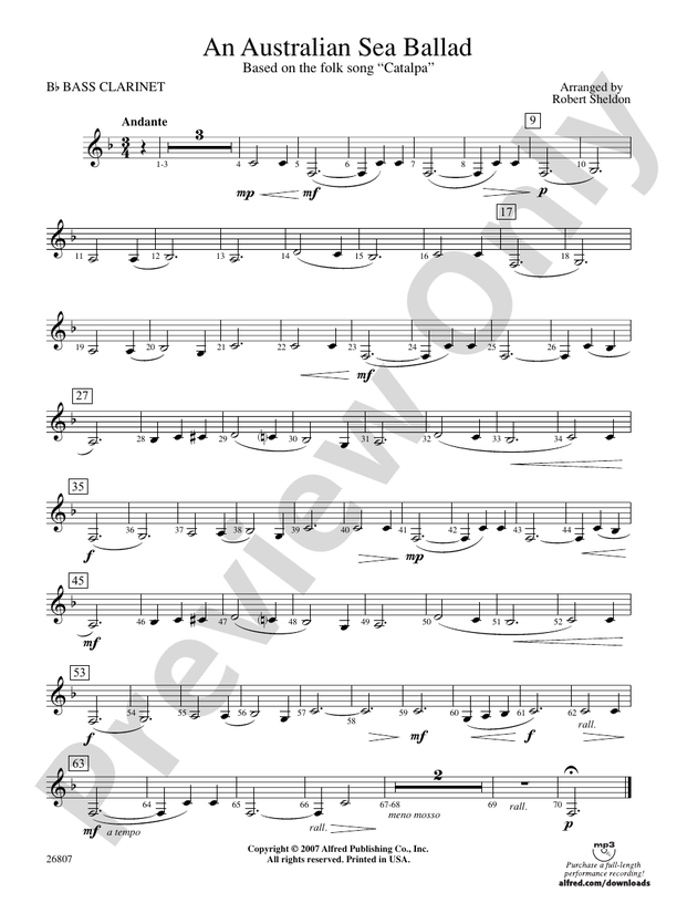 An Australian Sea Ballad: B-flat Bass Clarinet: B-flat Bass Clarinet ...