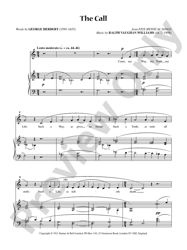 The Call [Low Voice]: Voice: Ralph Vaughn Williams - Digital Sheet ...