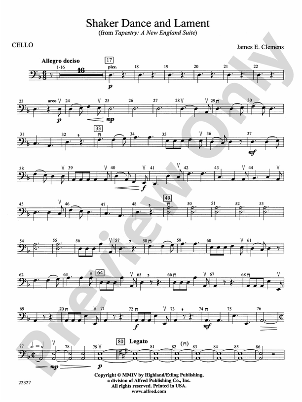 Shaker Dance and Lament: Cello: Cello Part - Digital Sheet Music Download