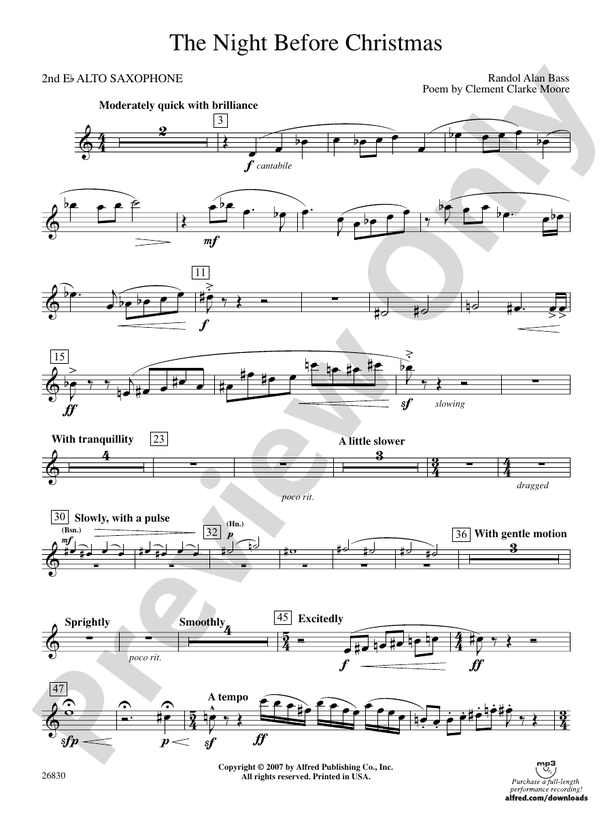 The Night Before Christmas: 2nd E-flat Alto Saxophone: 2nd E-flat Alto Saxophone Part - Digital ...