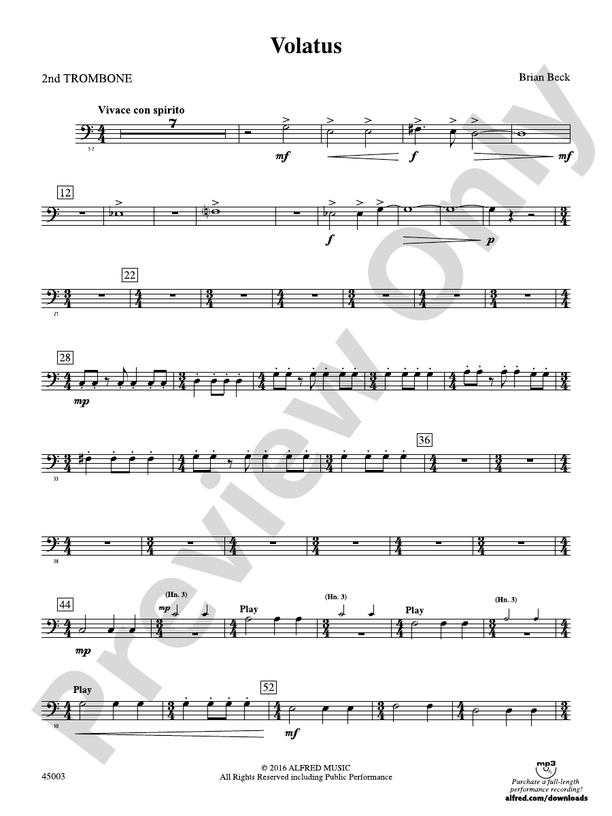 Volatus: 2nd Trombone: 2nd Trombone Part - Digital Sheet Music Download