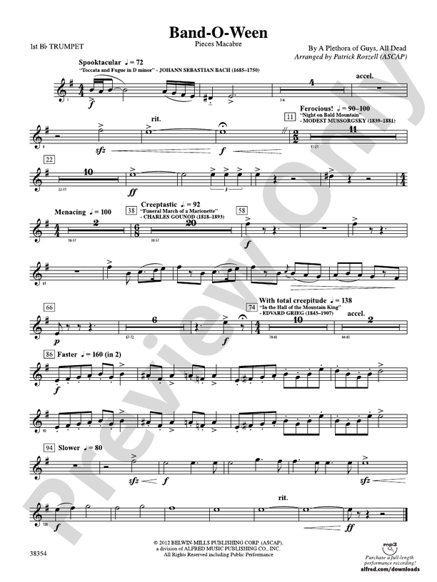 Band-O-Ween: 1st B-flat Trumpet: 1st B-flat Trumpet Part - Digital ...