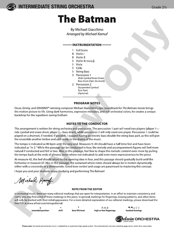 The Batman: String Orchestra Conductor Score & Parts: Michael Giacchino - Digital Sheet Music ...
