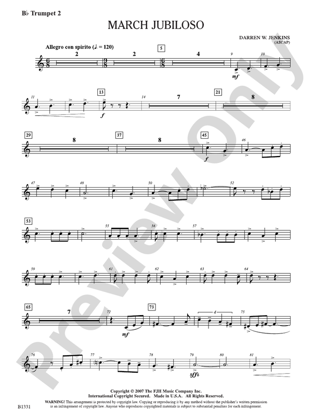 March Jubiloso: B-flat Trumpet 2: B-flat Trumpet 2 Part: Darren W ...