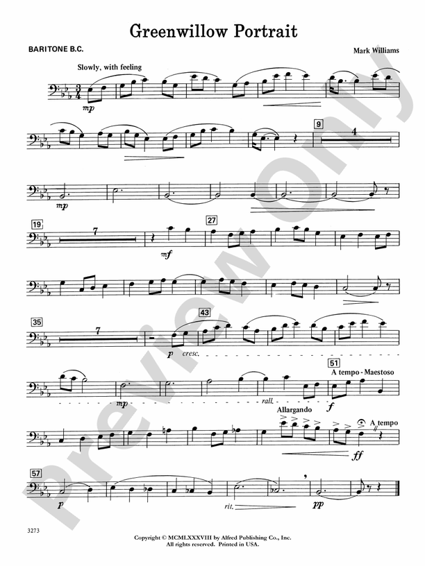 Greenwillow Portrait: Baritone B.C.: Baritone B.C. Part - Digital Sheet ...