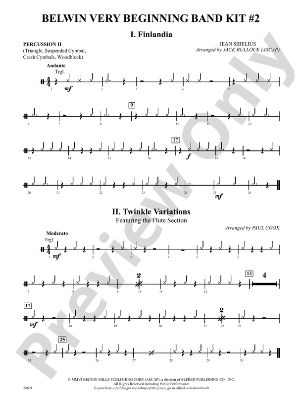Belwin Very Beginning Band Kit #2: 2nd Percussion: 2nd Percussion Part ...
