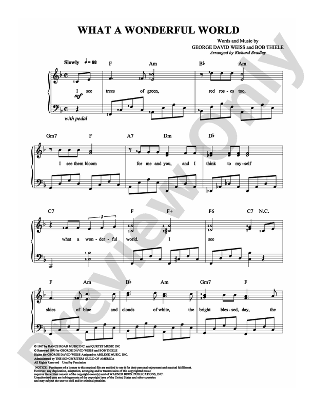 What A Wonderful World: Easy Piano: Louis Armstrong - Digital Sheet ...
